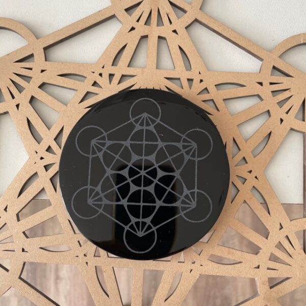 Miroir Obsidienne noire & Sceau de Métatron - Diamètre 10cm - La Porte ...