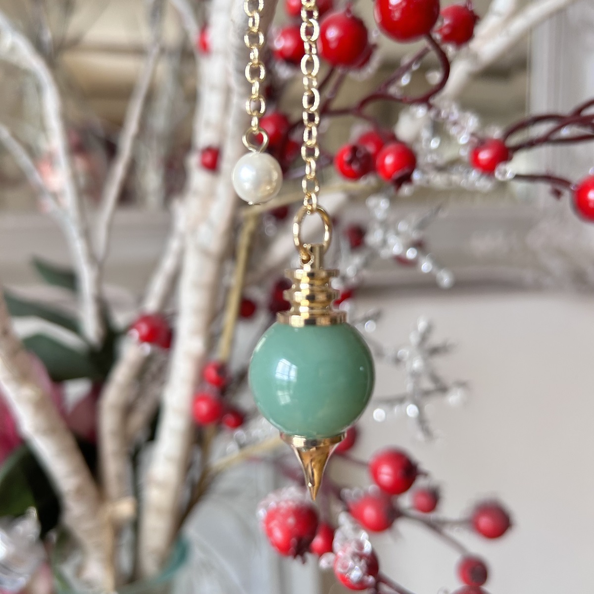 Pendule en Aventurine verte forme séphoron - La Porte des Secrets