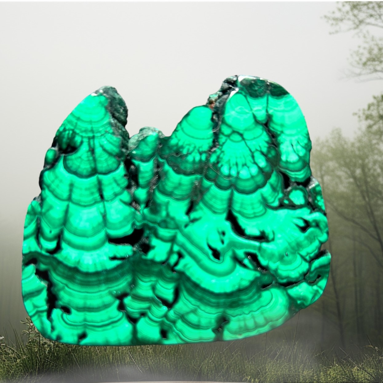 Malachite palet plat du Congo - forme très rare - La Porte des Secrets