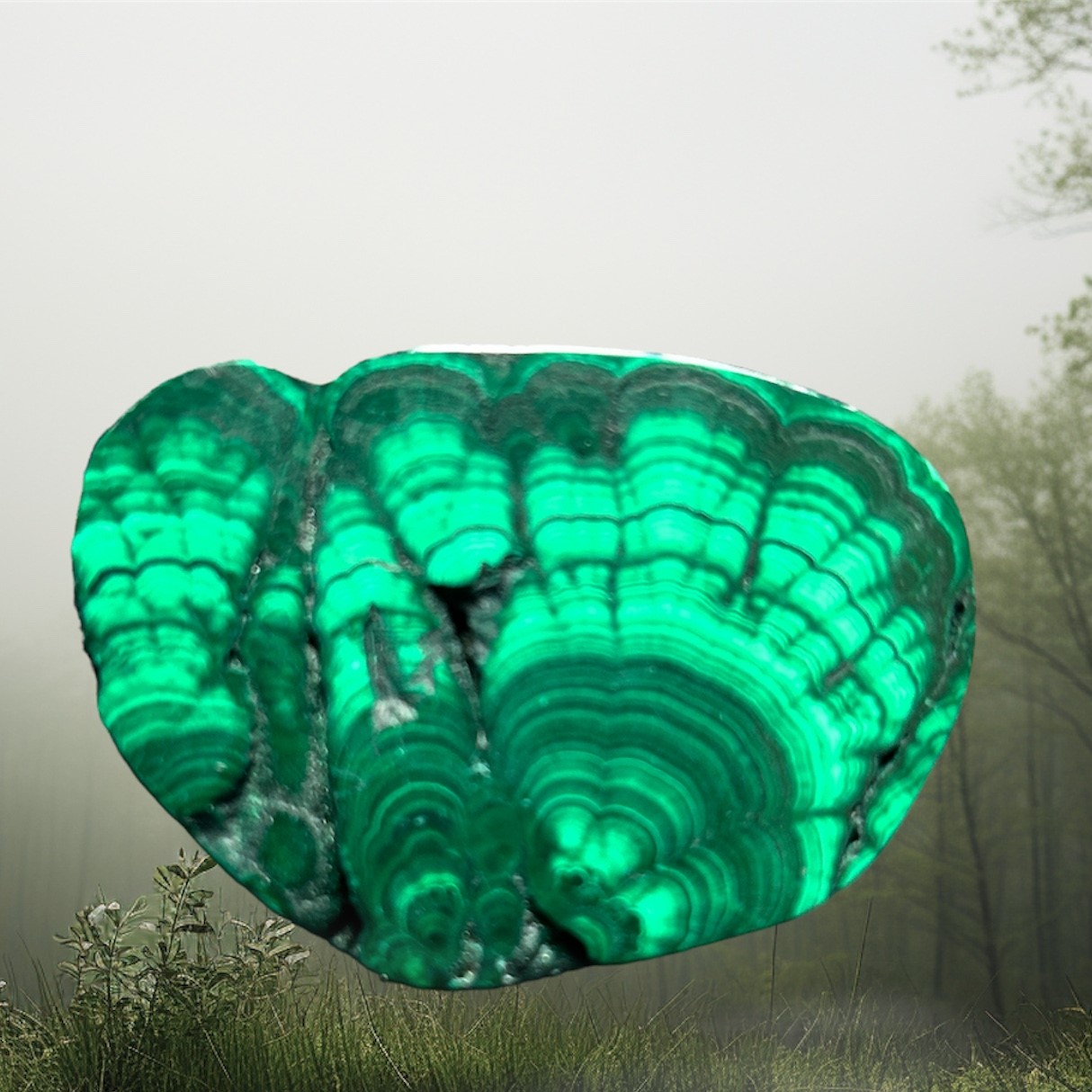 Malachite palet plat du Congo - forme très rare - La Porte des Secrets